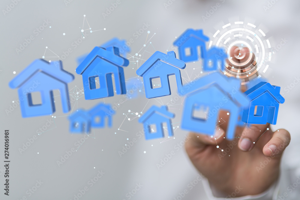 using futuristic interface of smart home automation iot Stock Photo ...