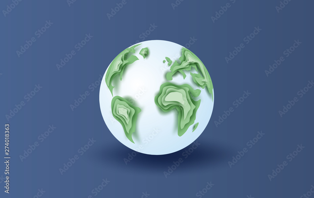 International illustration of around the world Concept paper art design ...