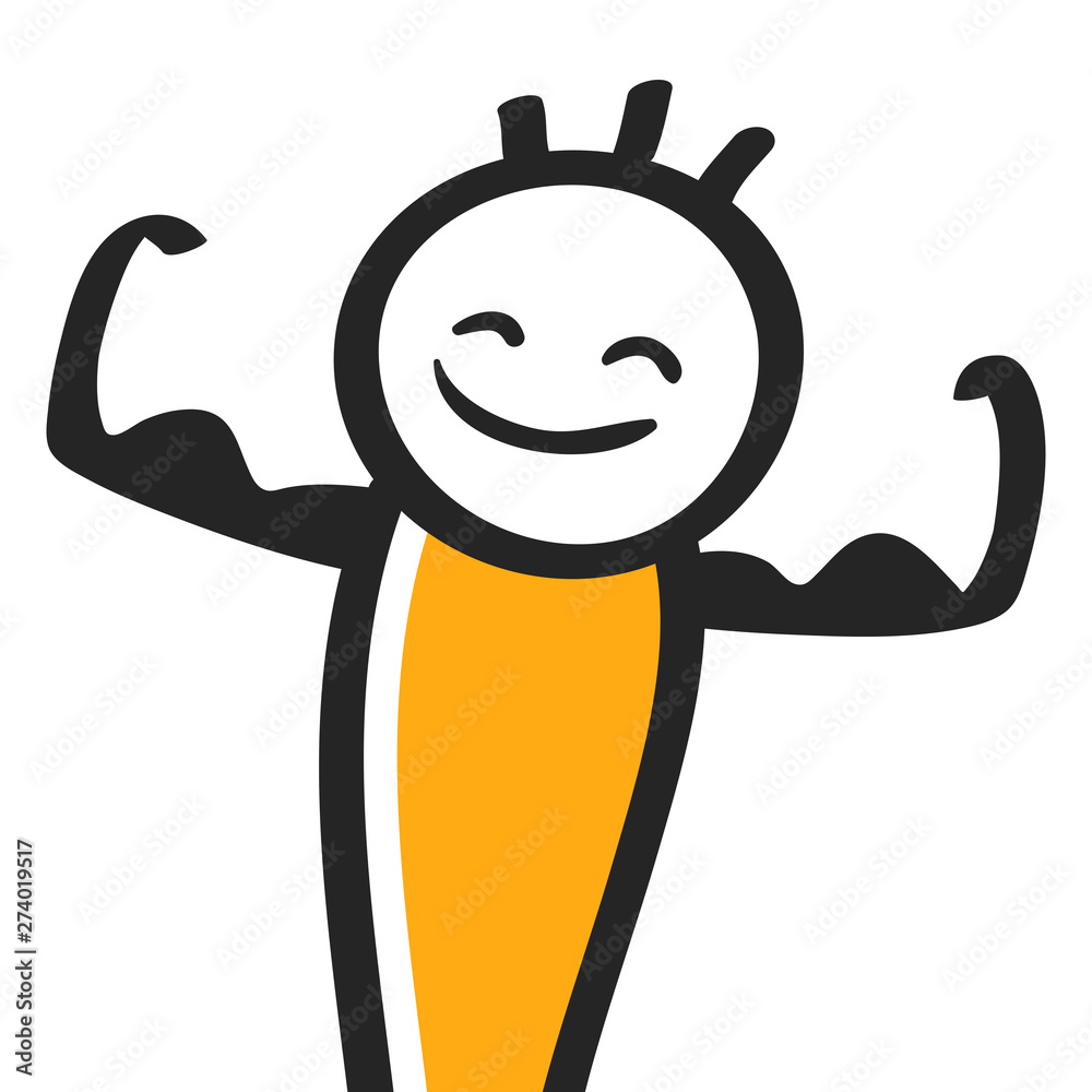 Strong stick man showing off his biceps Stock Vector | Adobe Stock