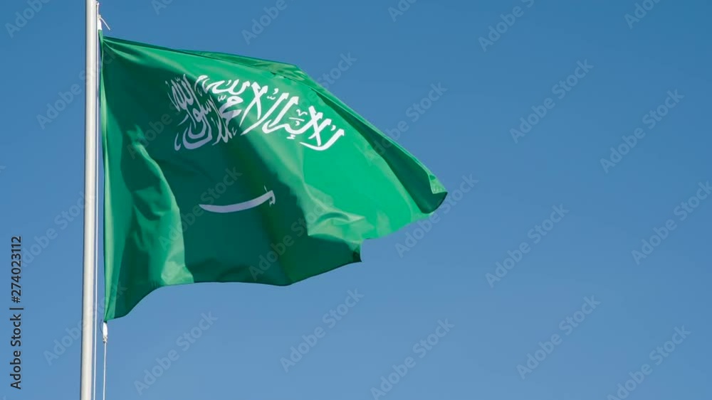 Flag of Saudi Arabia Wiggles the Wind. The Big State Flag is ...