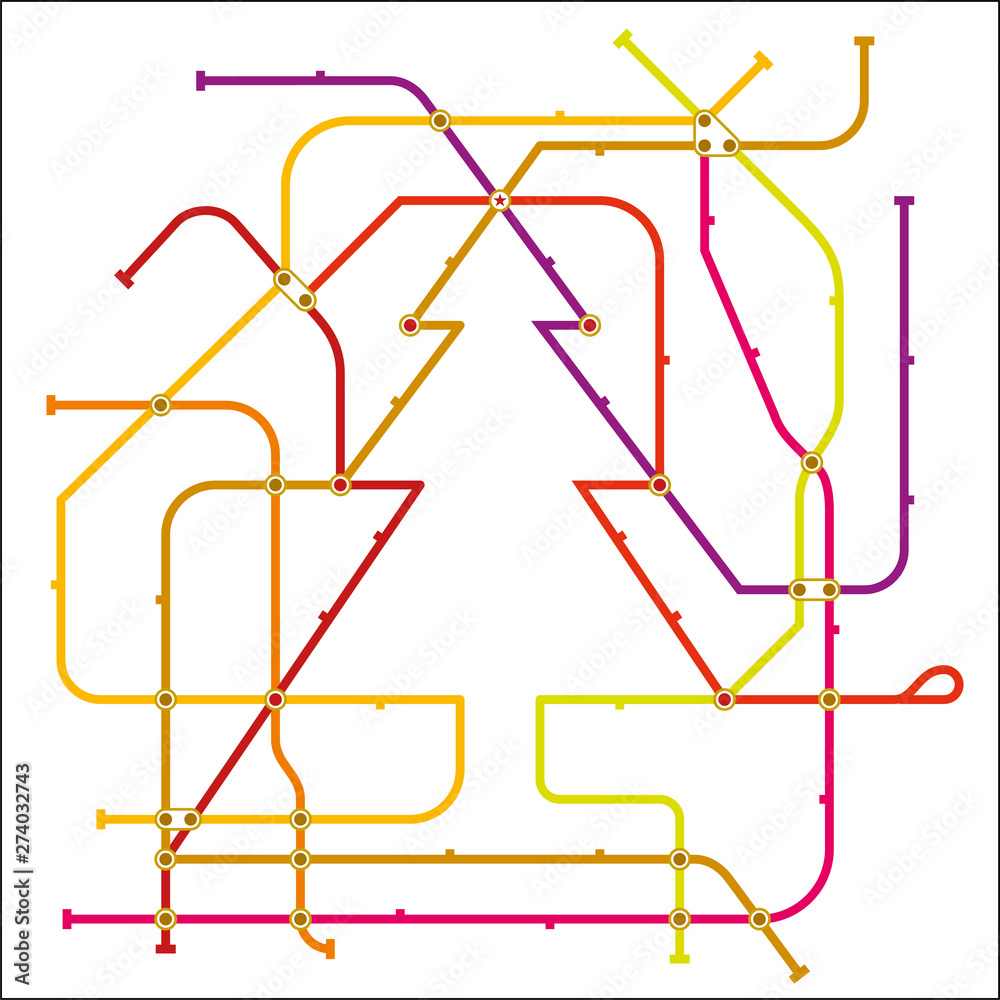 Underground map in Christmas tree form. Blank. Stock Vector | Adobe Stock
