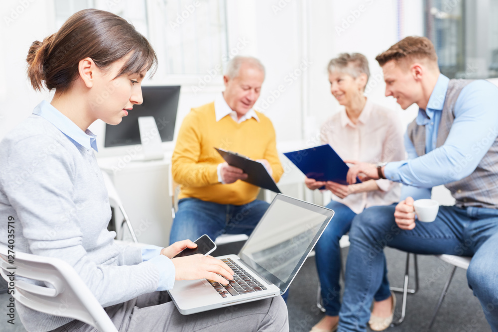 Woman researching in the internet Stock Photo | Adobe Stock