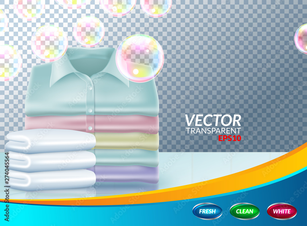 Powder laundry detergent advertising poster. Vector realistic ...