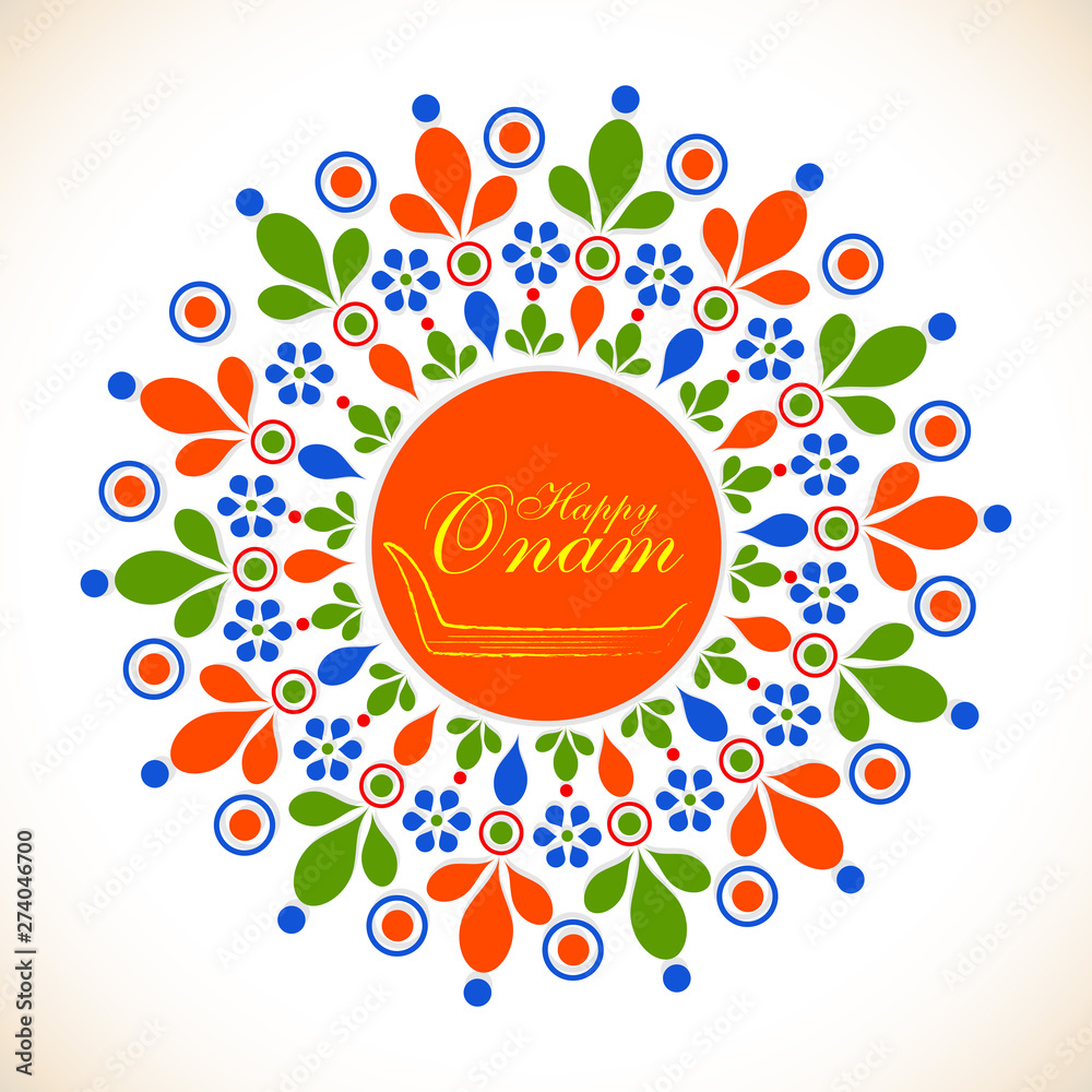 Onam celebration with Rangoli. Stock Vector | Adobe Stock