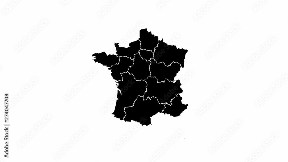 Animated map of France with new regions Stock Video | Adobe Stock