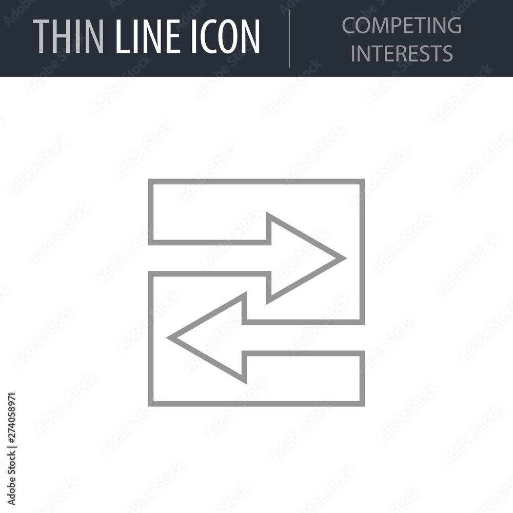 Vetor de Symbol of Competing Interests Thin line Icon of Business ...