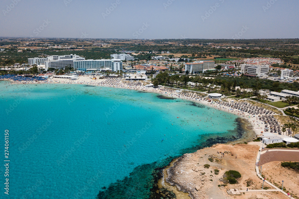 Beautiful aerial view of the most famous beaches in Cyprus - Nissi ...