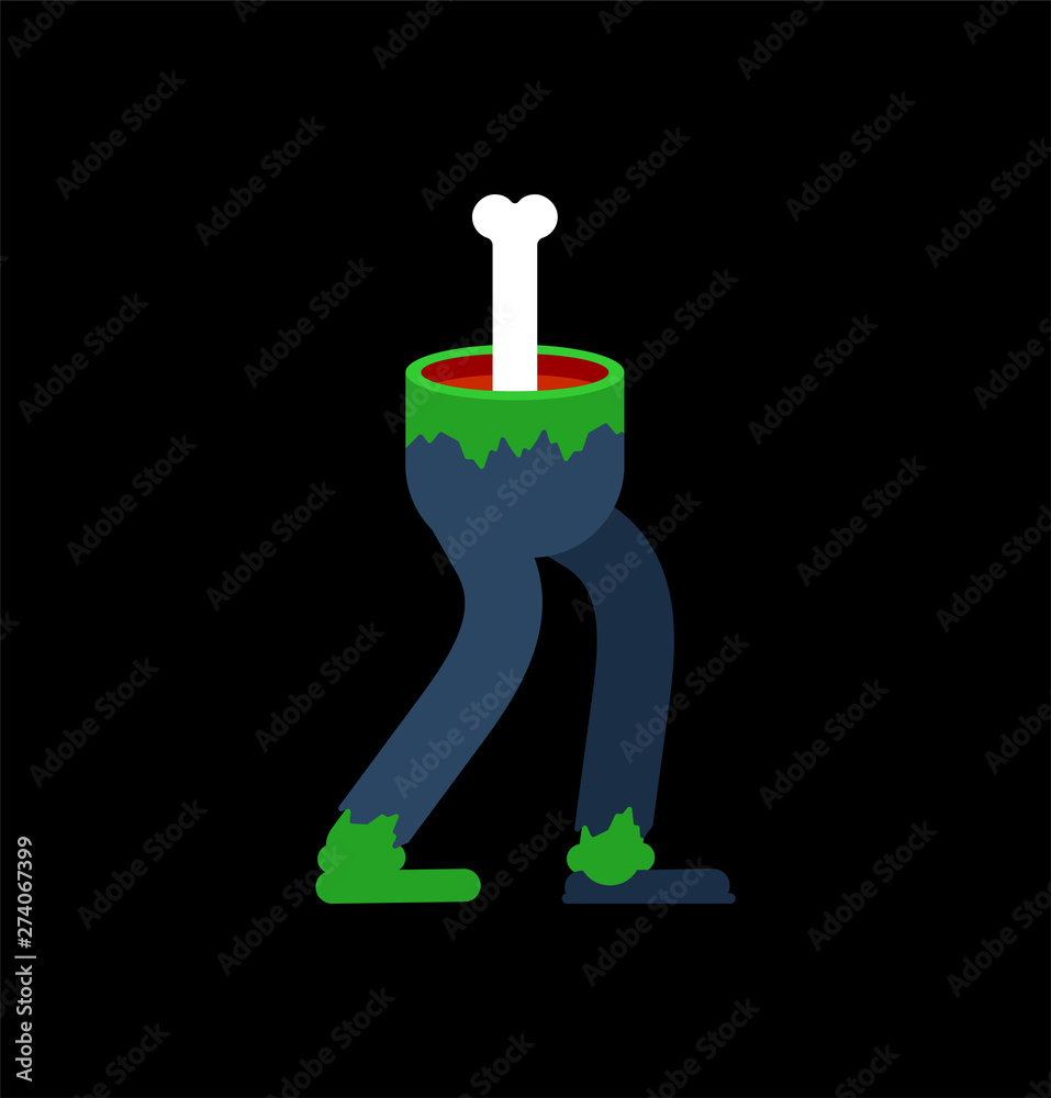Zombie legs isolated. Green feet of dead man. Vector illustration Stock ...
