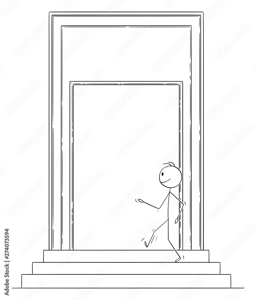 Vector cartoon stick figure drawing conceptual illustration of ...