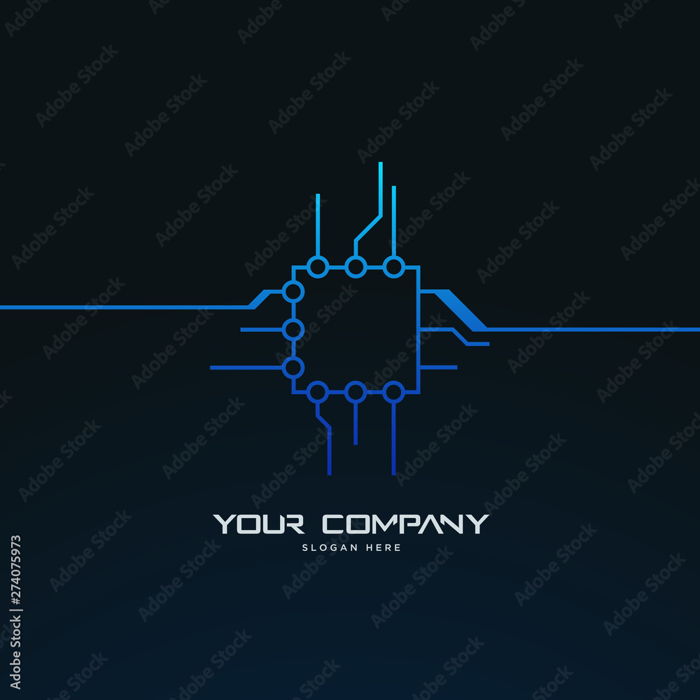 futuristic abstract tech chip circuit board logo template Stock Vector ...