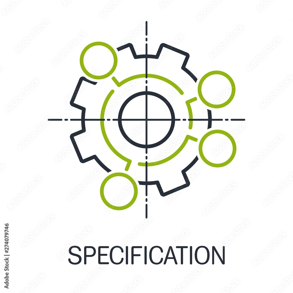 Specifications. Vector linear icon, white background. Stock Vector ...