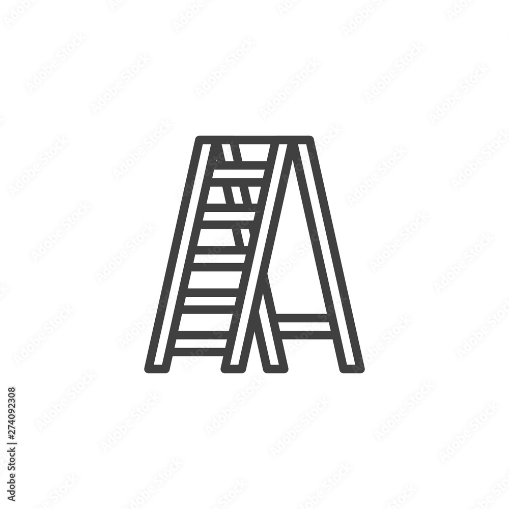Folding ladder line icon. linear style sign for mobile concept and web ...