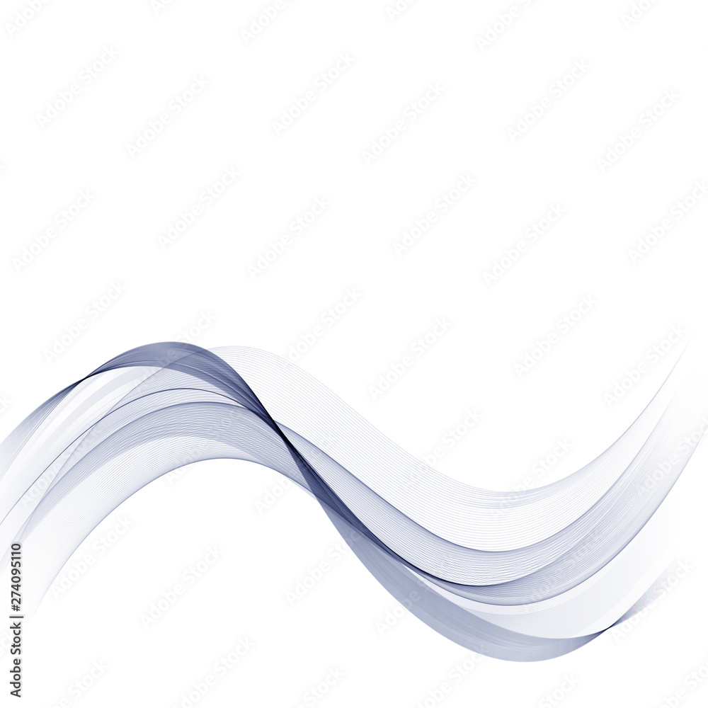 Vector abstract wave background. Blue transparent waves on white ...