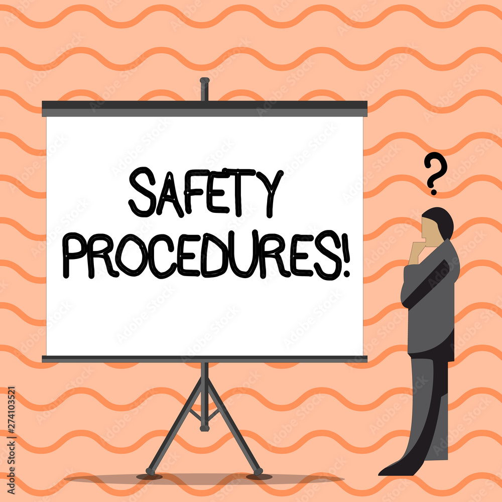 Writing note showing Safety Procedures. Business concept for steps ...