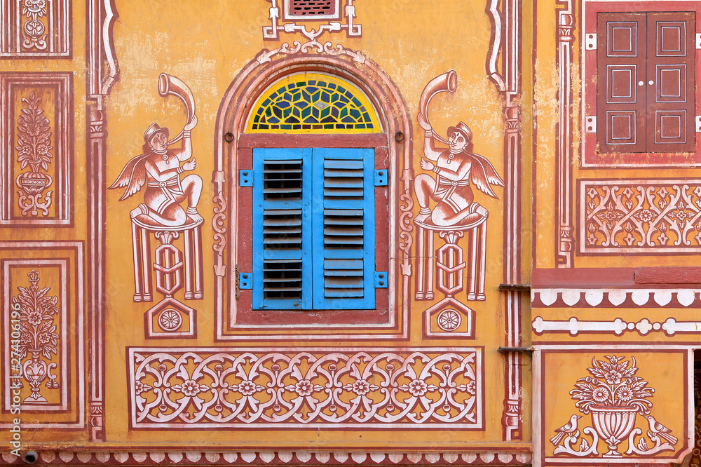 Colourful ancient wall painting at Sri Madhavbihari Temple in Jajpur ...