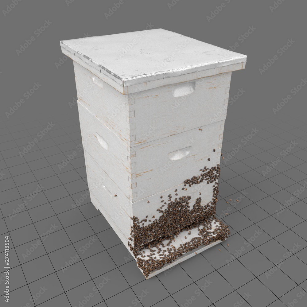 Beehive with bees Stock 3D asset | Adobe Stock