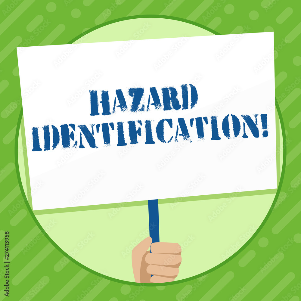Writing note showing Hazard Identification. Business concept for ...