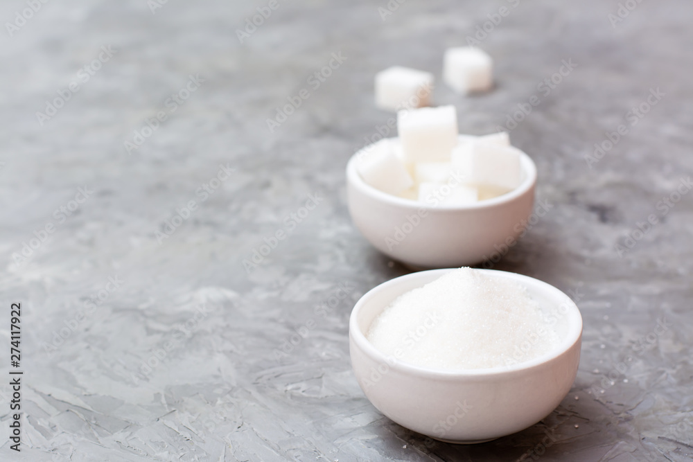Concept advantages of granulated sugar over refined sugar. Two types of ...