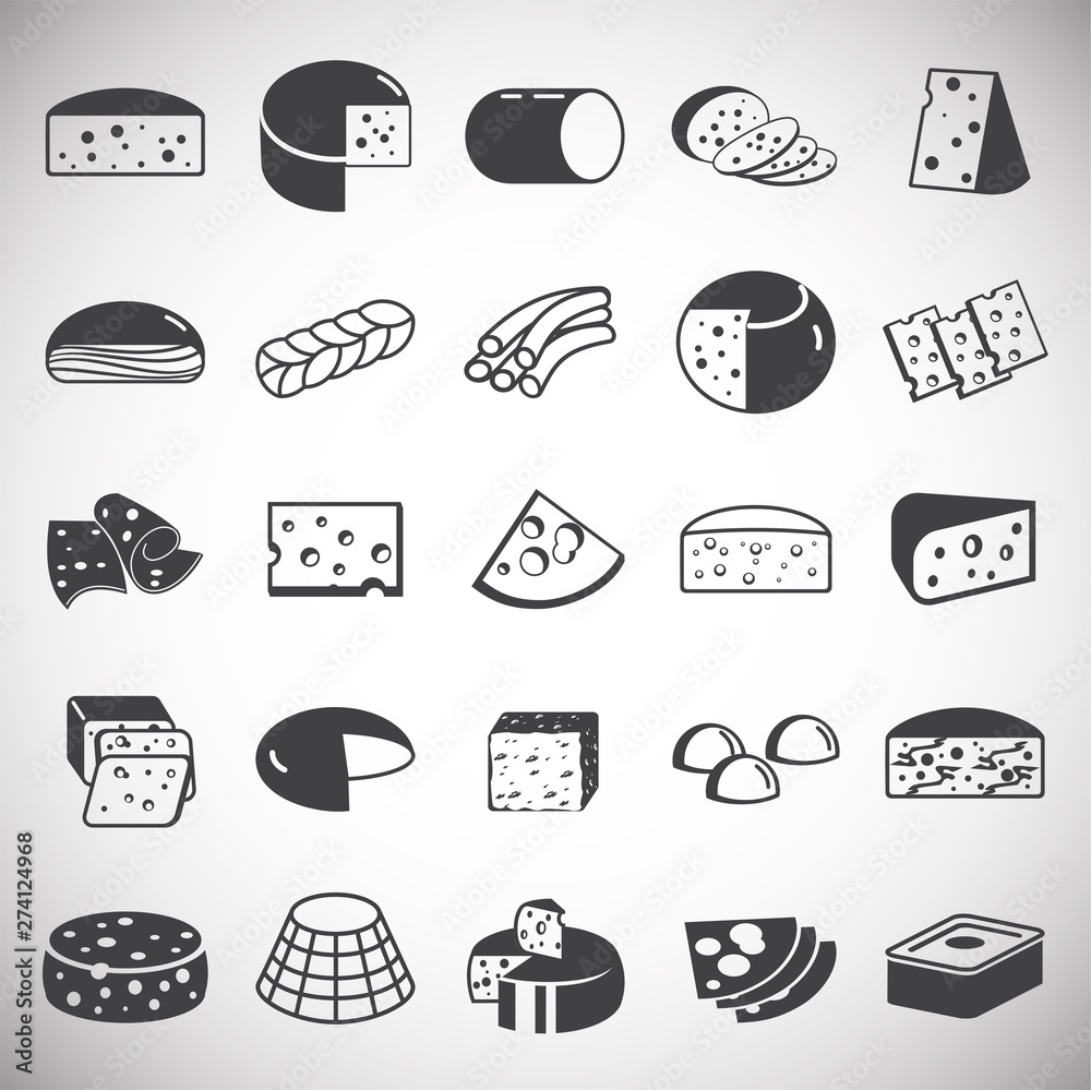 Cheese related icons set on background for graphic and web design ...