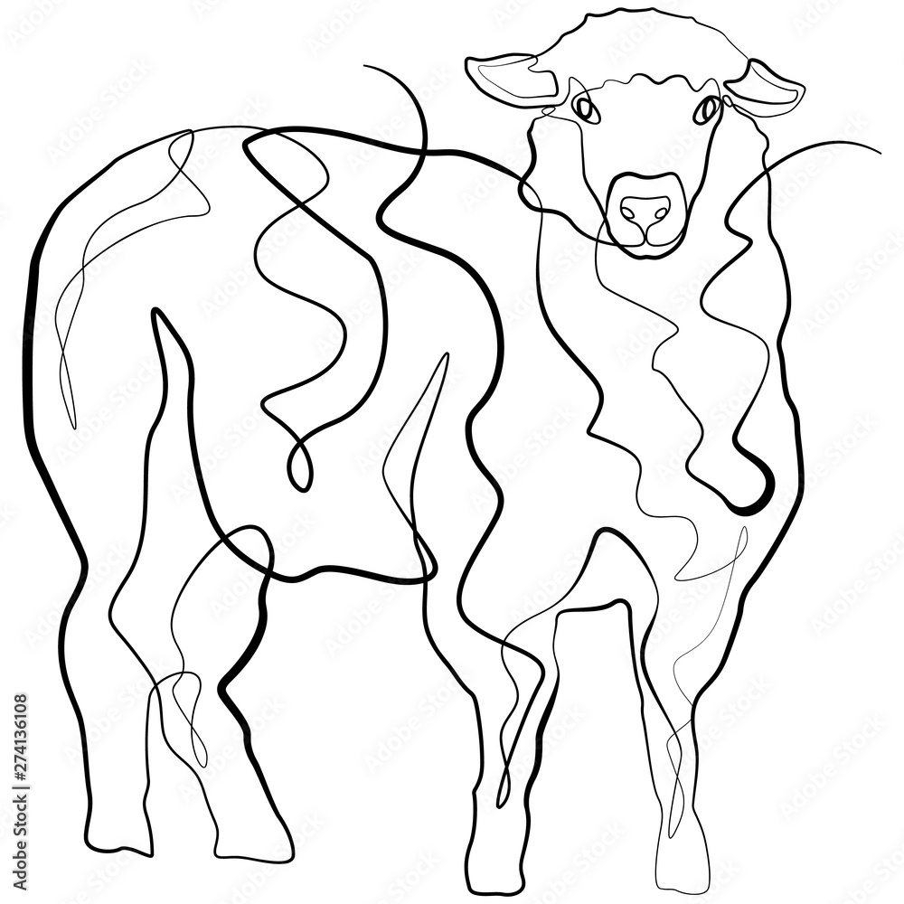 Sheep one line drawing. Line Art Farm Animal Vector Illustration Stock ...