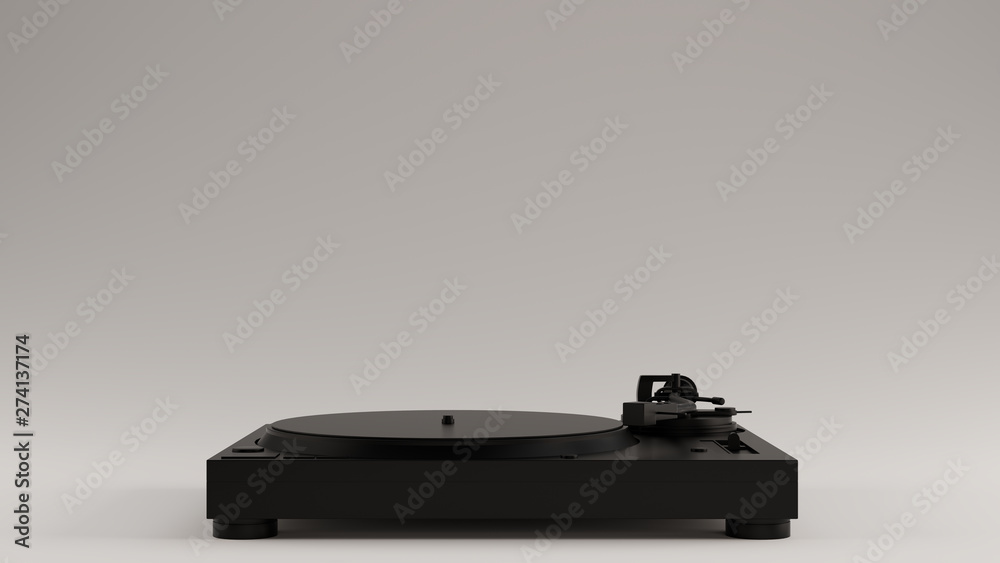 Black Vintage Turntable Record Player Front View 3d illustration 3d ...