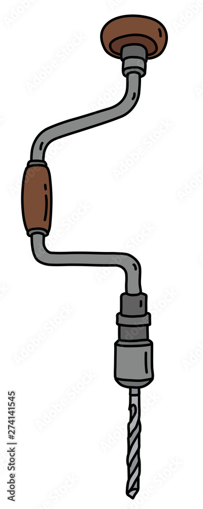 The hand drawing of a classic hand drill Stock Vector | Adobe Stock