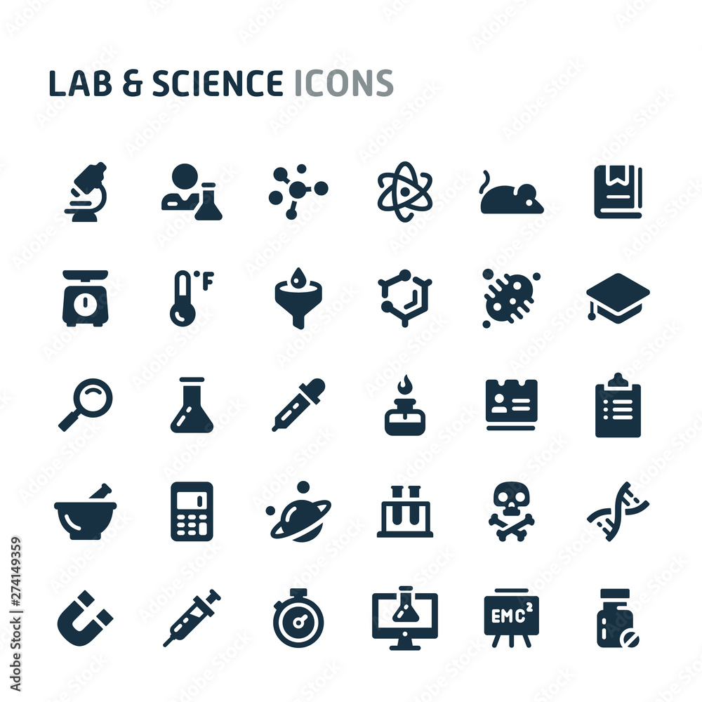 Lab & Science Vector Icon Set. Fillio Black Icon Series. Stock Vector ...