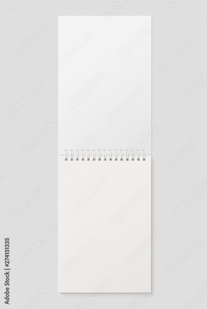 Blank realistic spiral bound notepad mockup on light grey background ...