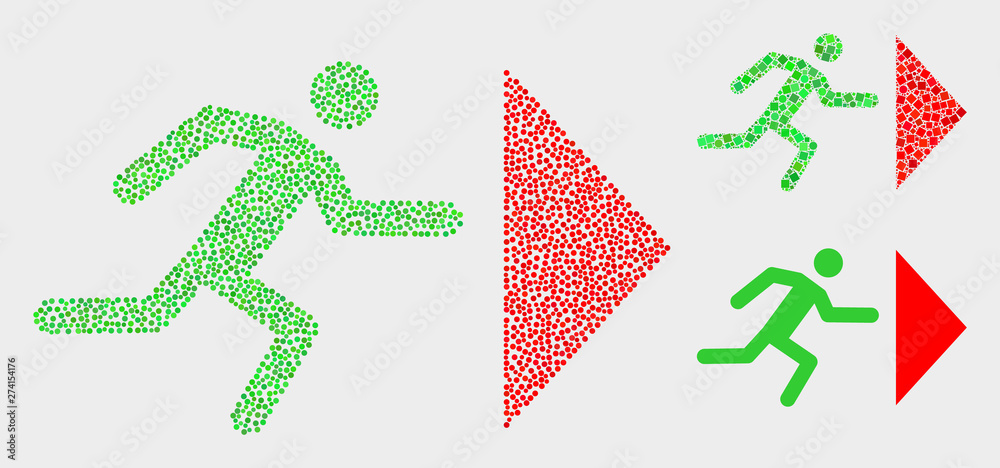 Pixel and mosaic exit person icons. Vector icon of exit person created ...