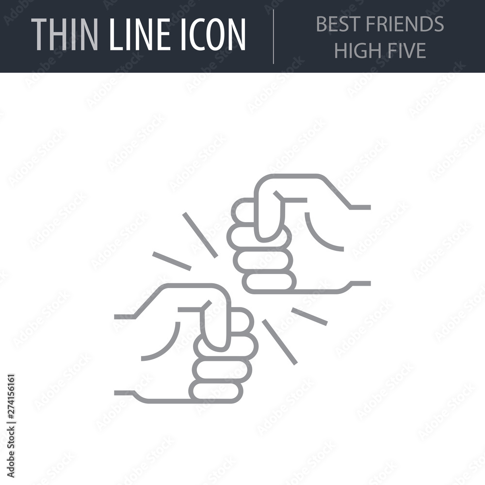 Symbol of Best Friends High Five Thin line Icon of Conscious Living and ...