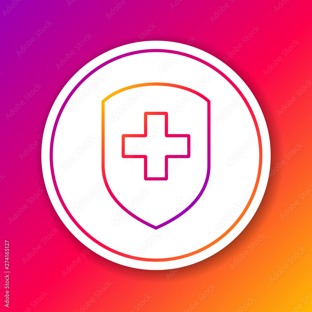 Color Medical shield with cross line icon isolated on color background ...