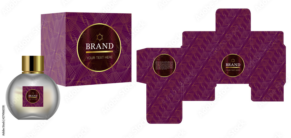 Packaging design, Label on perfume or cosmetic container with luxury ...