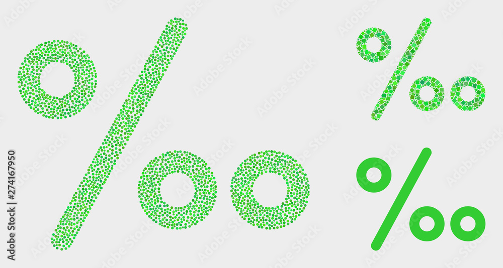 Dot and mosaic per mille icons. Vector icon of per mille formed of ...