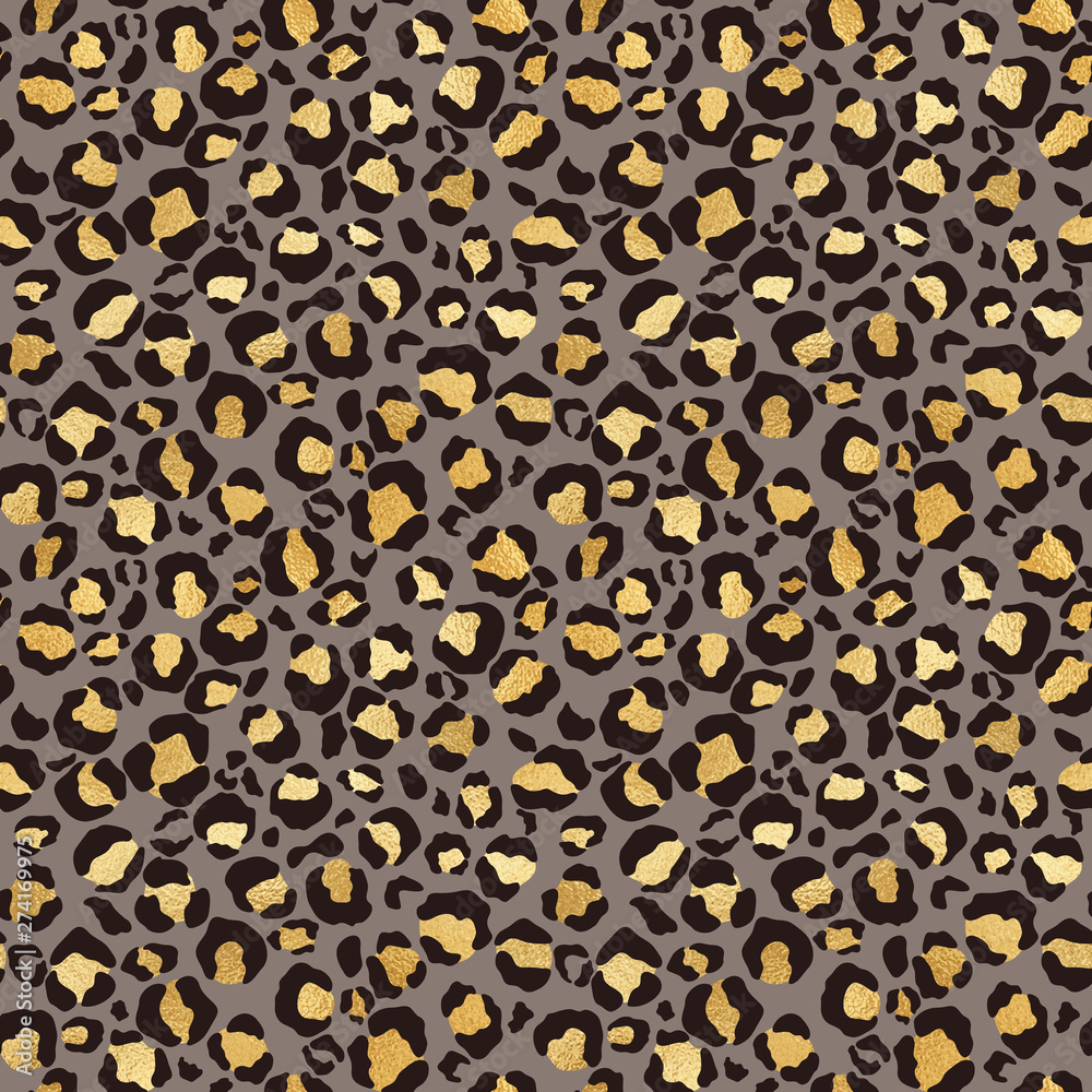 Gold Leopard Print Seamless Pattern - Gold leopard spots on earthy ...