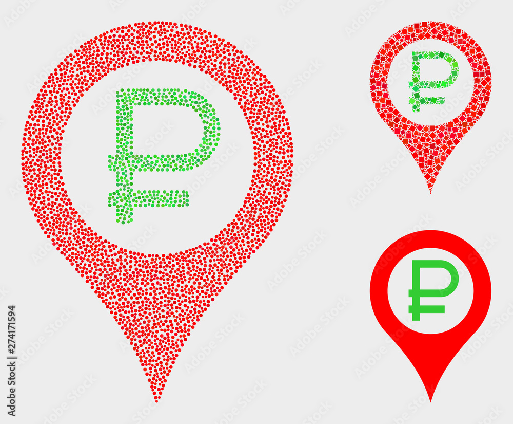Pixelated and mosaic rouble map marker icons. Vector icon of rouble map ... Pixelated and mosaic rouble map marker icons. Vector icon of rouble map ...
