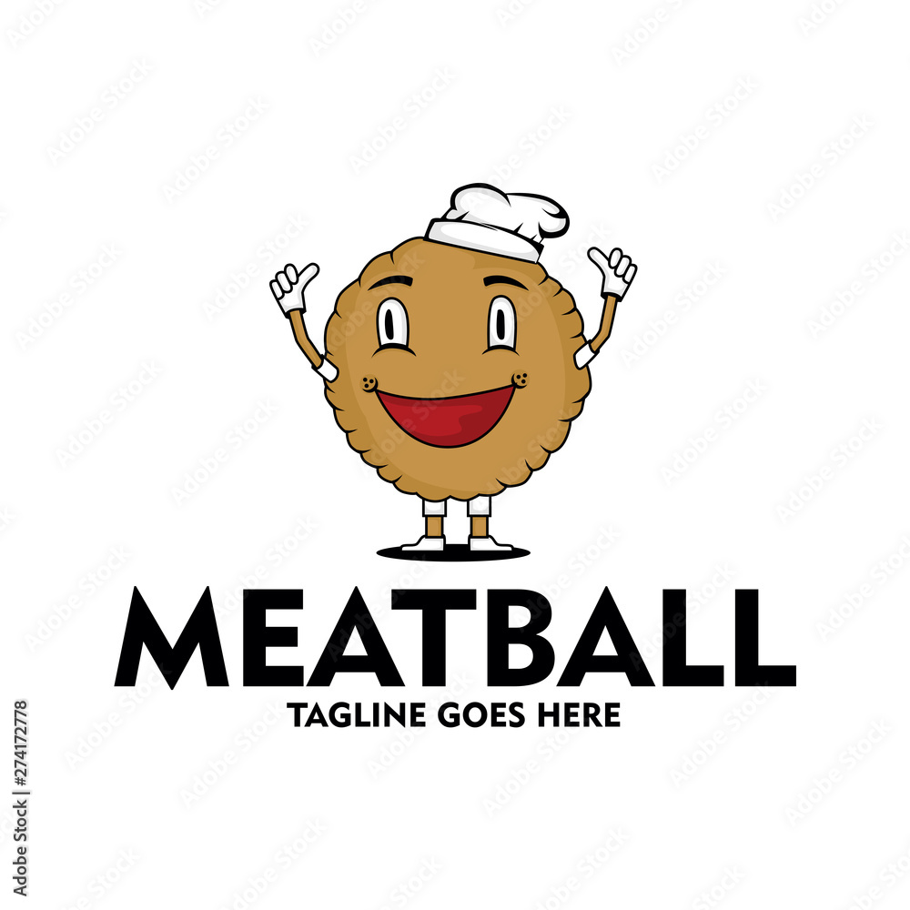 food meatball mascot logo, cartoon fun style illustration symbol Stock ...