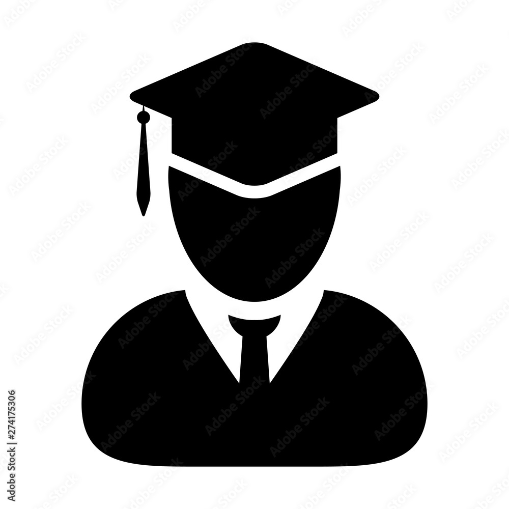 Education icon vector male student person profile avatar with mortar ...