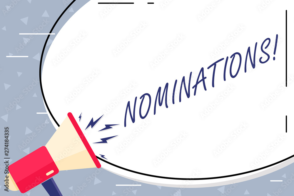 Text sign showing Nominations. Business photo showcasing action of ...