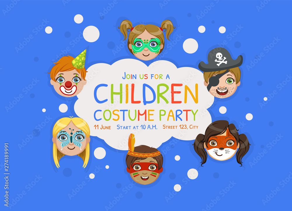 Children Costume Party Banner Template, Kids Party Flyer, Poster ...