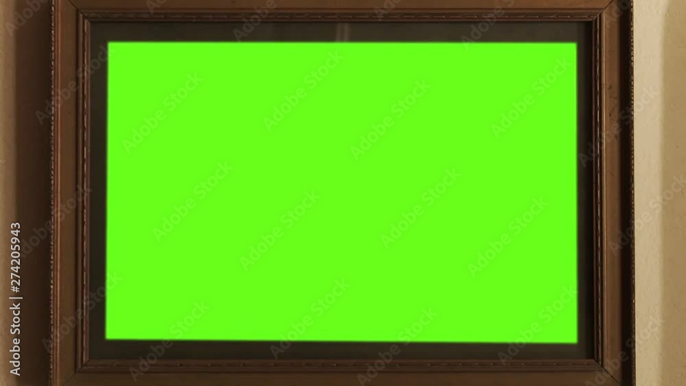 Old Wooden Frame with Green Screen. You can replace green screen with ...