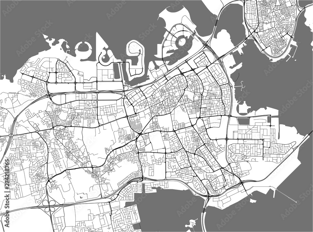 vector map of the city of Manama, Kingdom of Bahrain Stock Vector ...