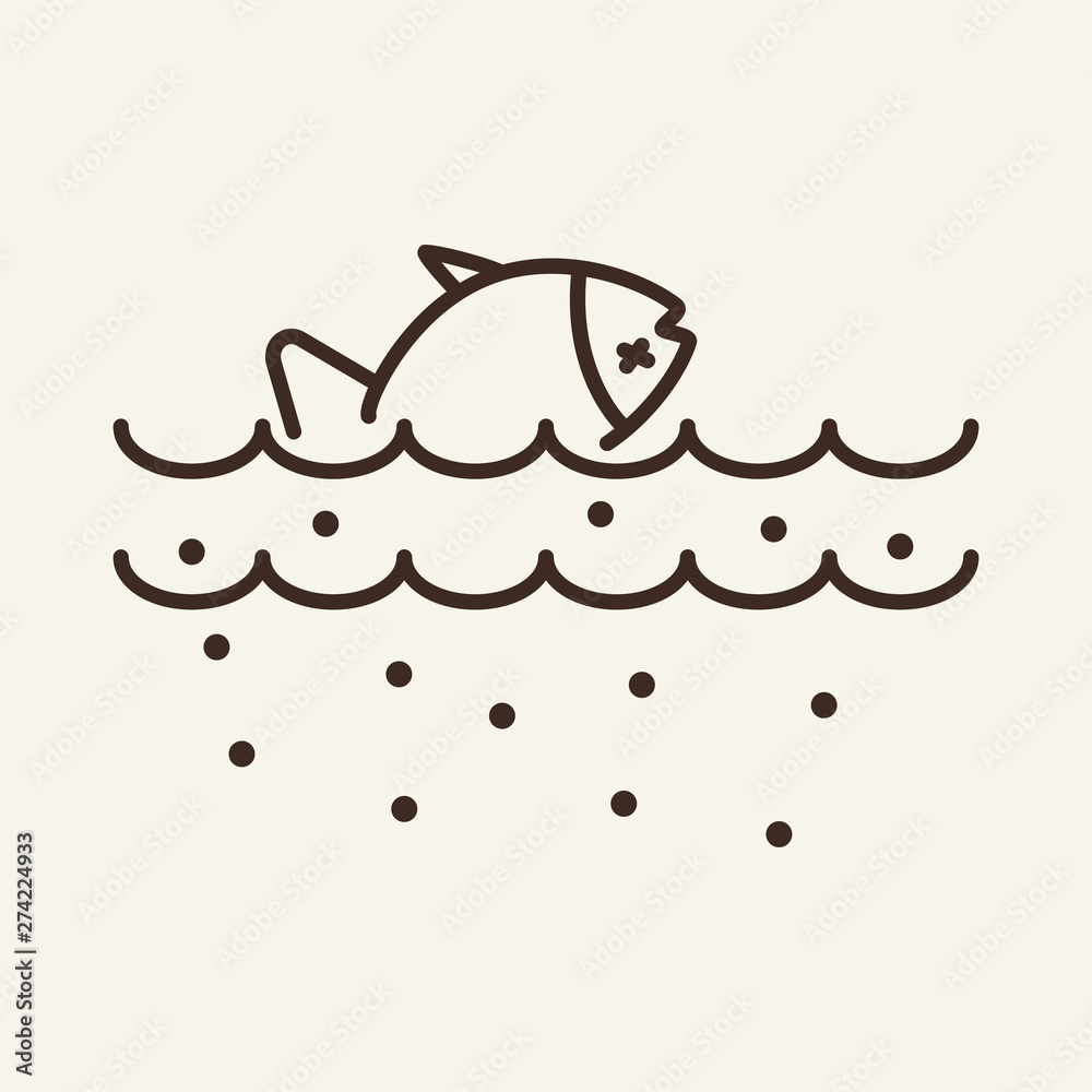 Marine pollution line icon. Sea animals, disaster, pollution. Ecology ...