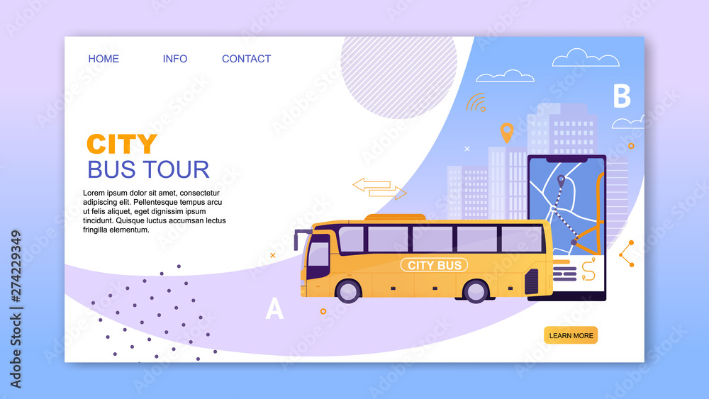 City Bus Tour, Map Application on Mobile Phone. Stock Vector | Adobe Stock