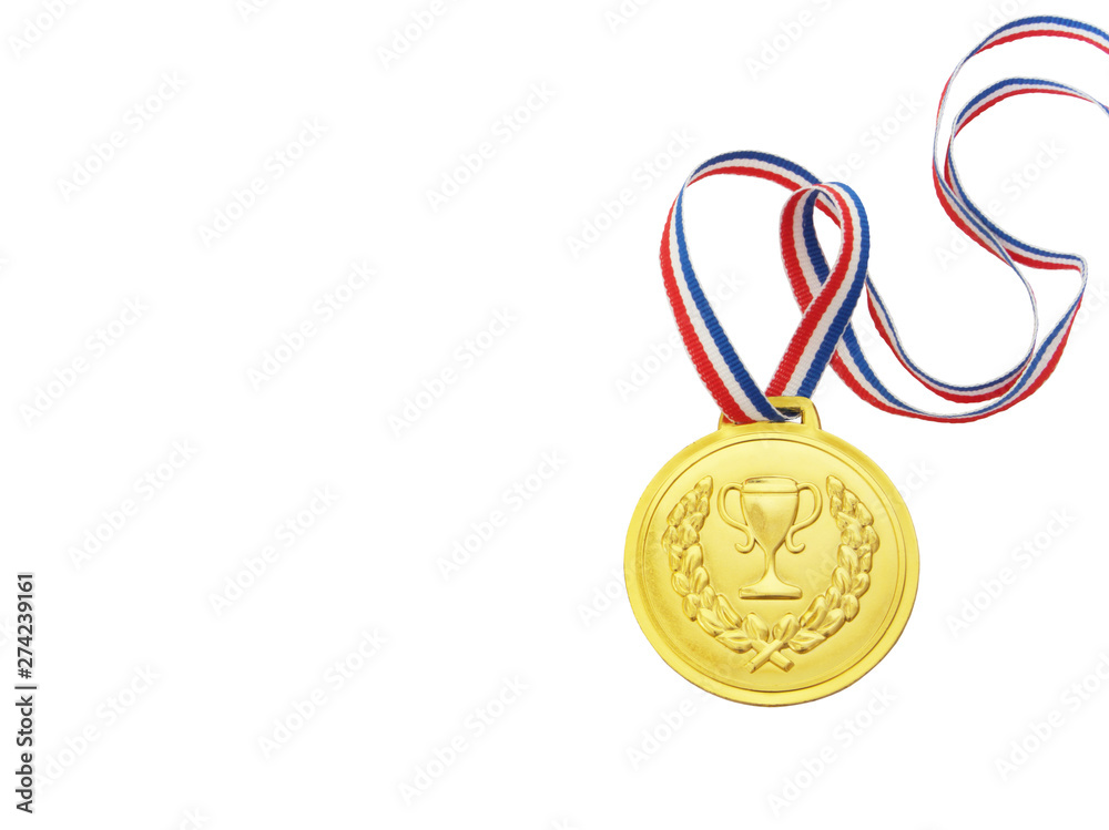 Gold medal with ribbon isolated on white background Stock Photo | Adobe ...