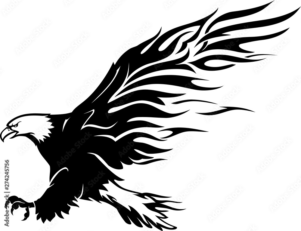 Bald Eagle Flame Abstract Wings Stock Vector | Adobe Stock