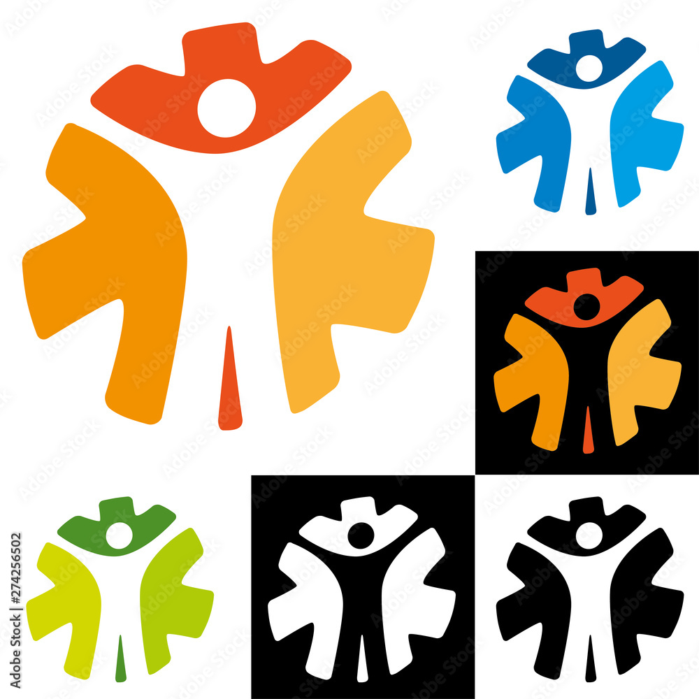 Man icon in negative space of three flat arrows. Stock Vector | Adobe Stock