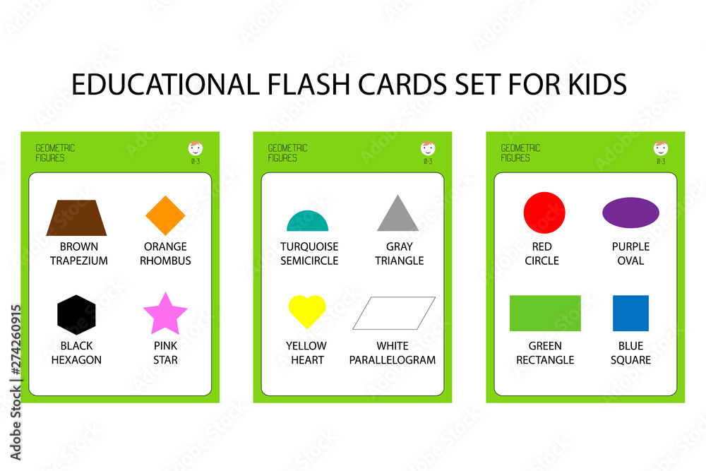 Geometrical figure. Educational flash cards for children. learning ...