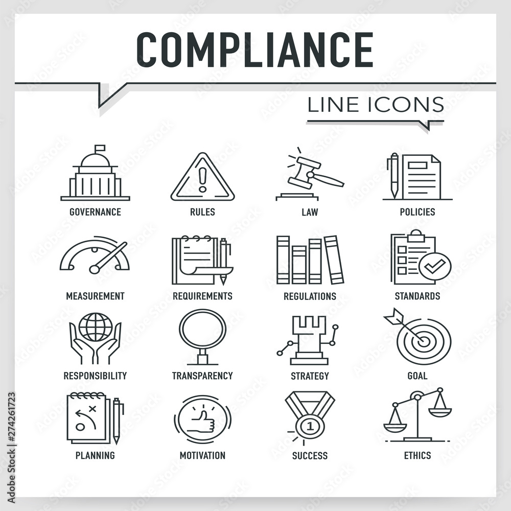 COMPLIANCE LINE ICONS Stock Vector | Adobe Stock
