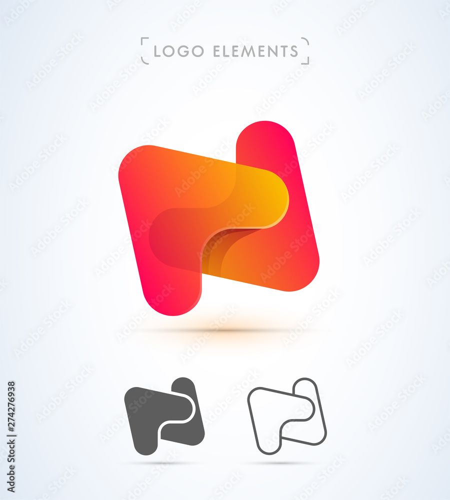 Vector abstract letter N logo icon design. 3d material design app icon ...