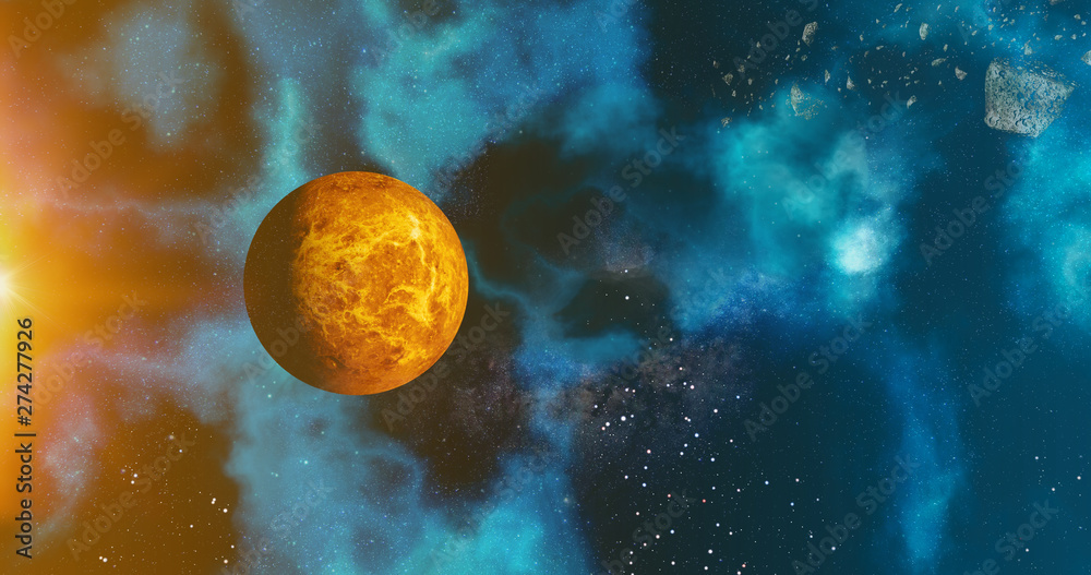 the solar system Venus planet concept over galactic background Venus ...